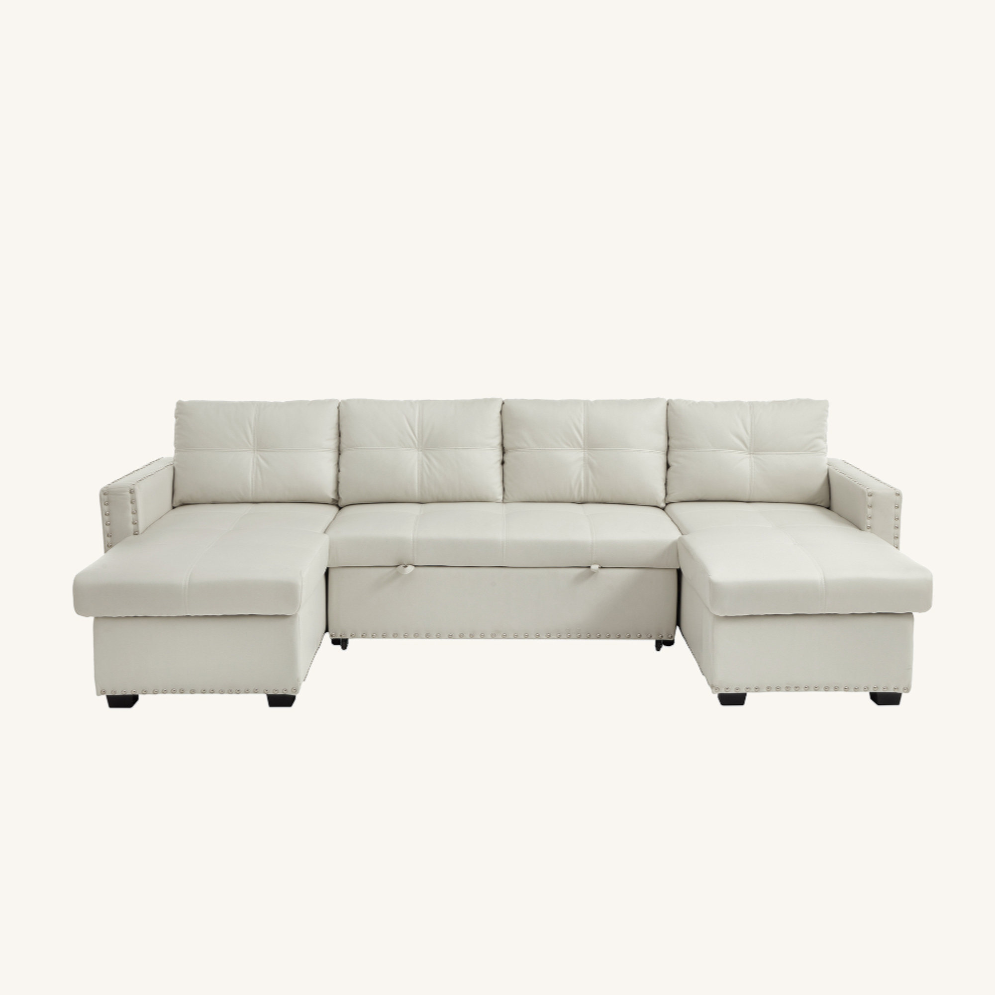 Corrigan Studio® 114" Convertible Pull Out Sofa Bed With Storage Chaise Sofa Bed Microfiber ...